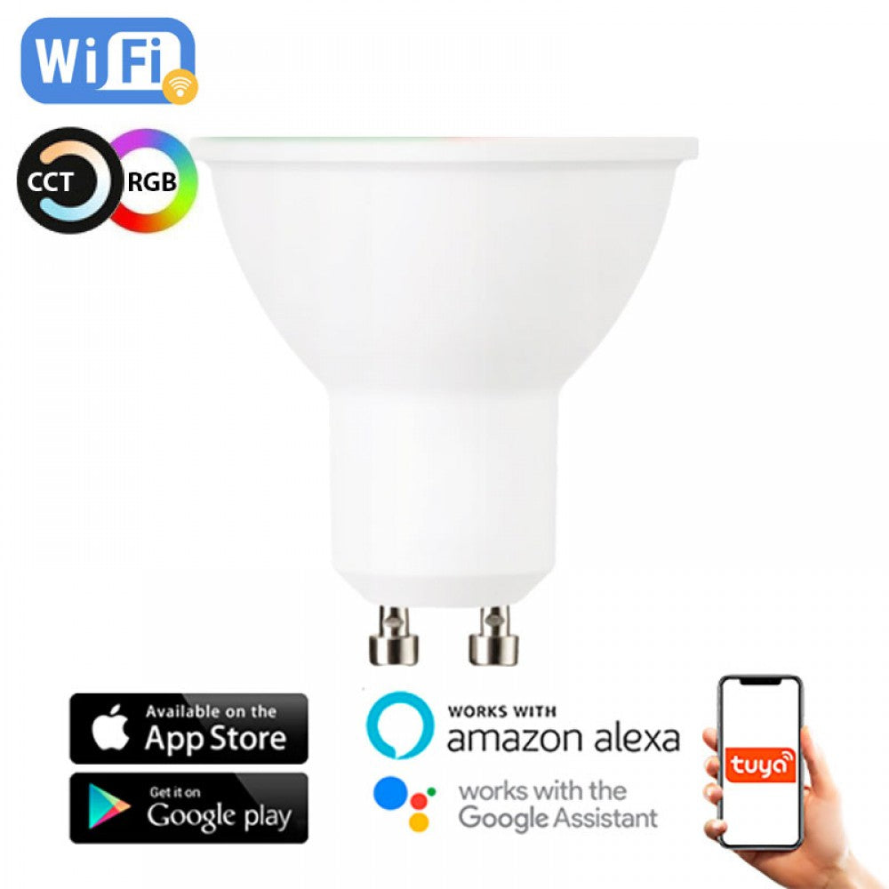 BOMBILLO LED INTELIGENTE WI-FI GU10 110V 5W CCT+RGB 350LM CRI80 30000H ...